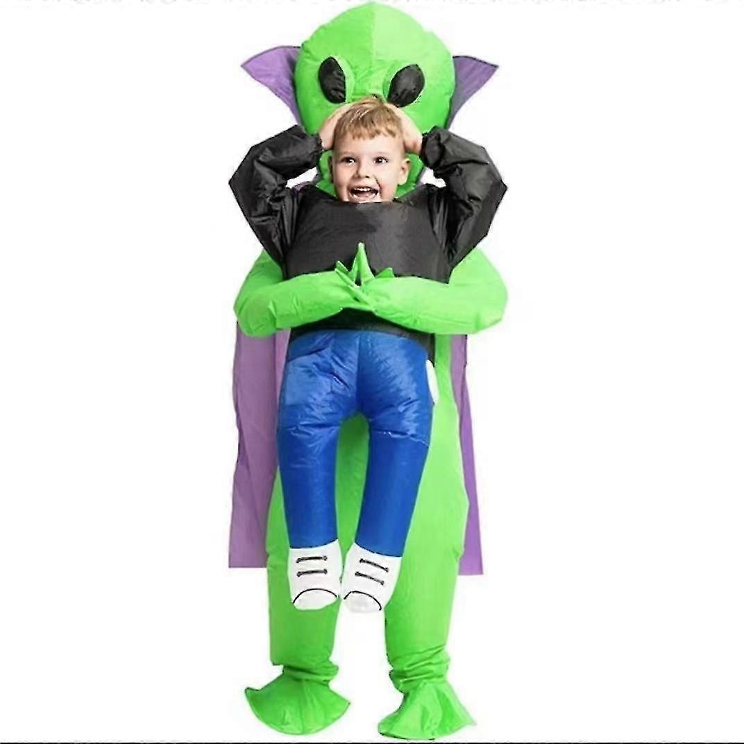 Green Alien Carrying Human Costume Inflatable Funny Blow Up Suit ...