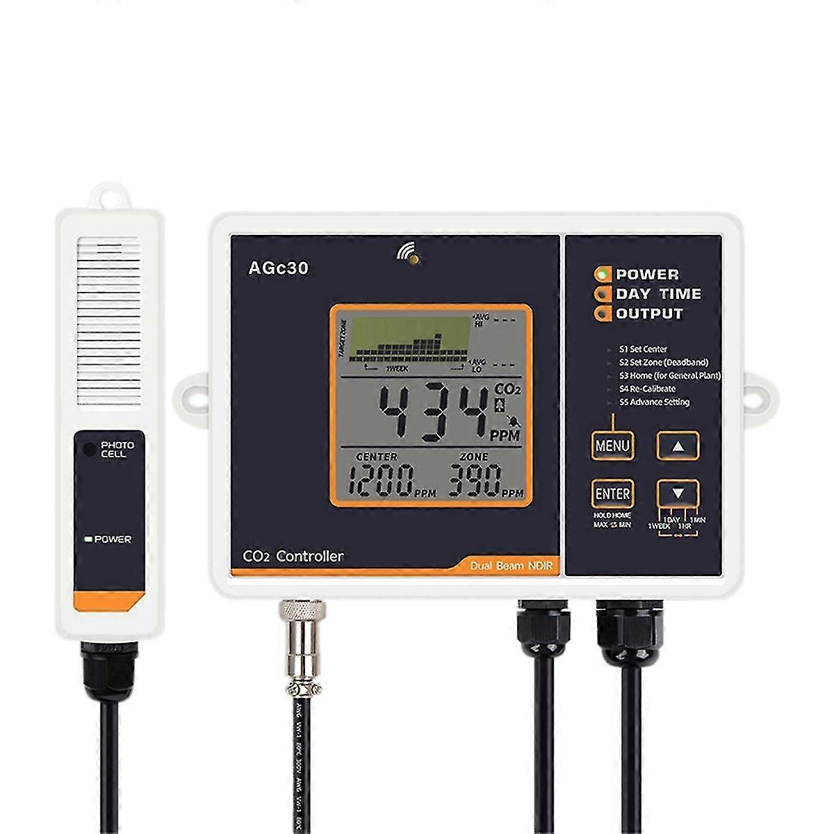 AGc30 Smart CO2 Controller Dual Channel NDIR CO2 Sensor Day Night ...
