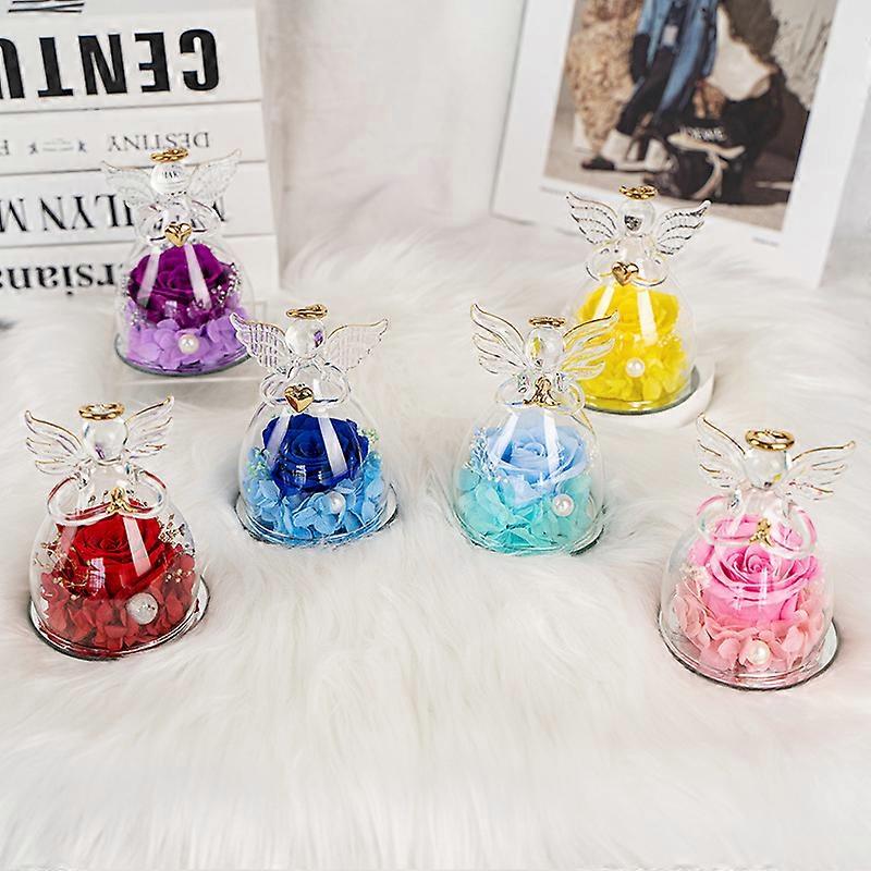 Angel Rose Figurines Angel Gifts for Women, Preserved Real Rose Glass Angel Gifts for Her ...