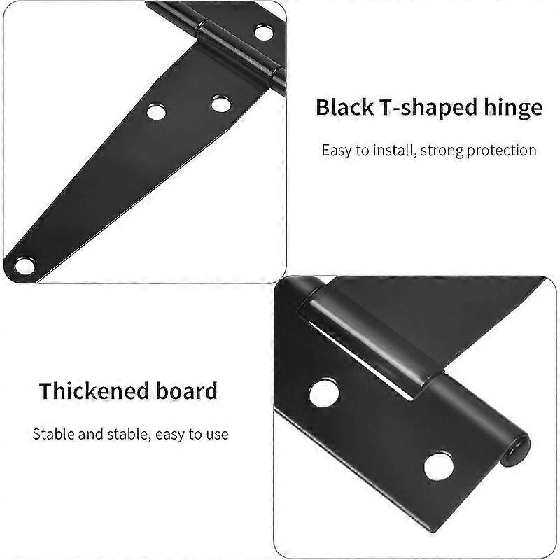 Black T Hinges for Doors and Gates - Set of 4 - 2 inches - Robust and ...