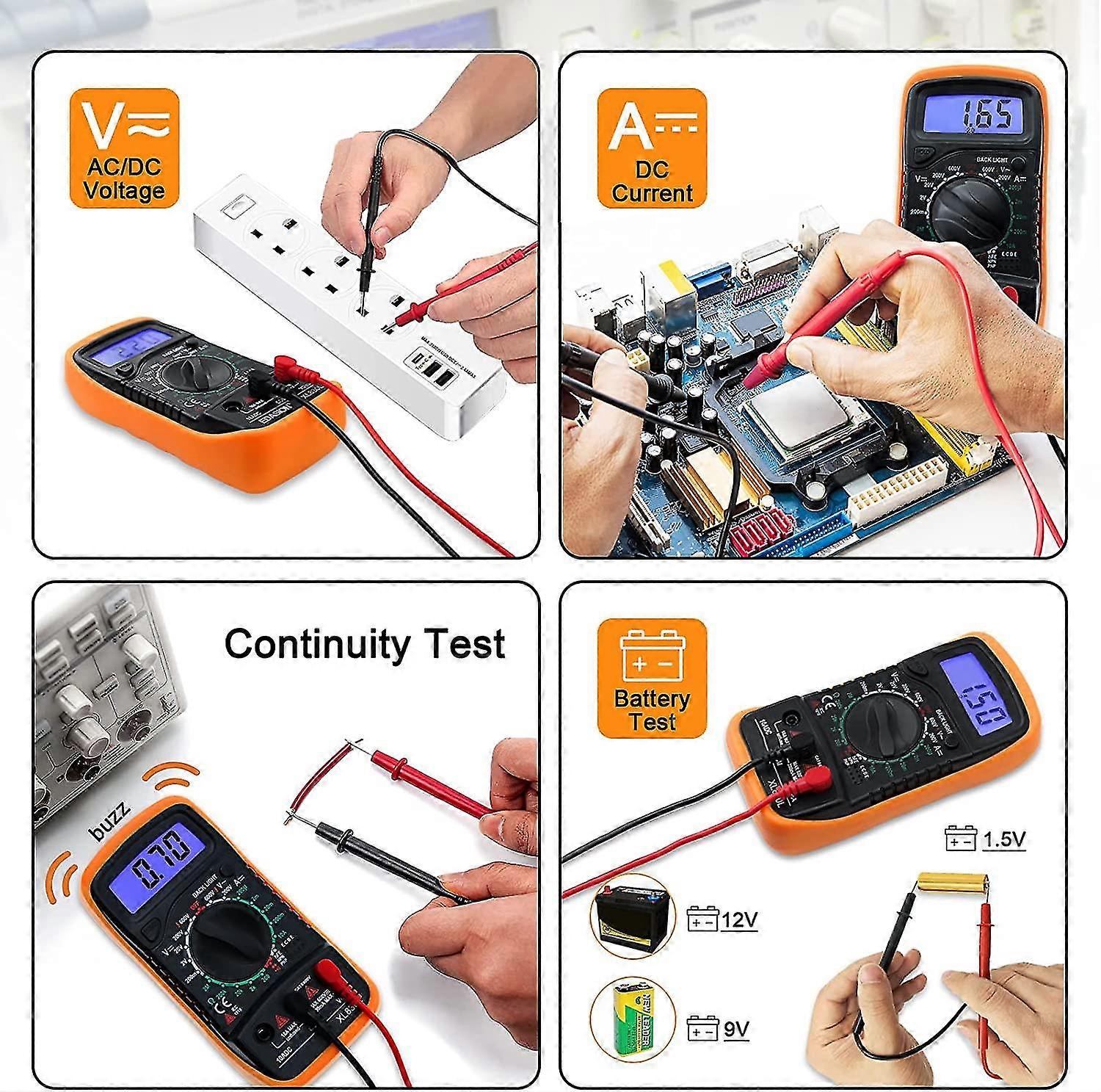 Digital Multimeter Voltmeter Battery Voltage Multi Tester Ac Dc Volt ...