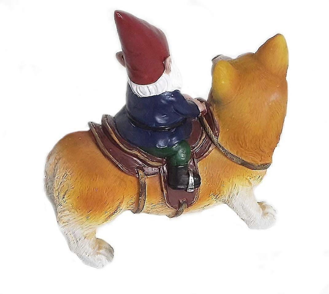 Funny Guy Mugs Garden Gnome Statue - Gnome Riding a Corgi - Indoor ...