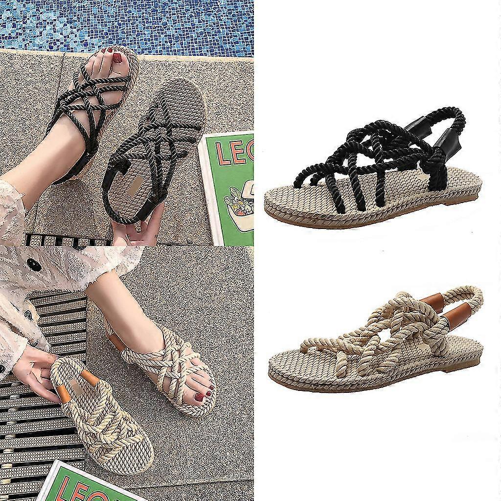 Hemp Gladiator Rope Sandals For Women Men Unisex Beach Platform Sandals ...