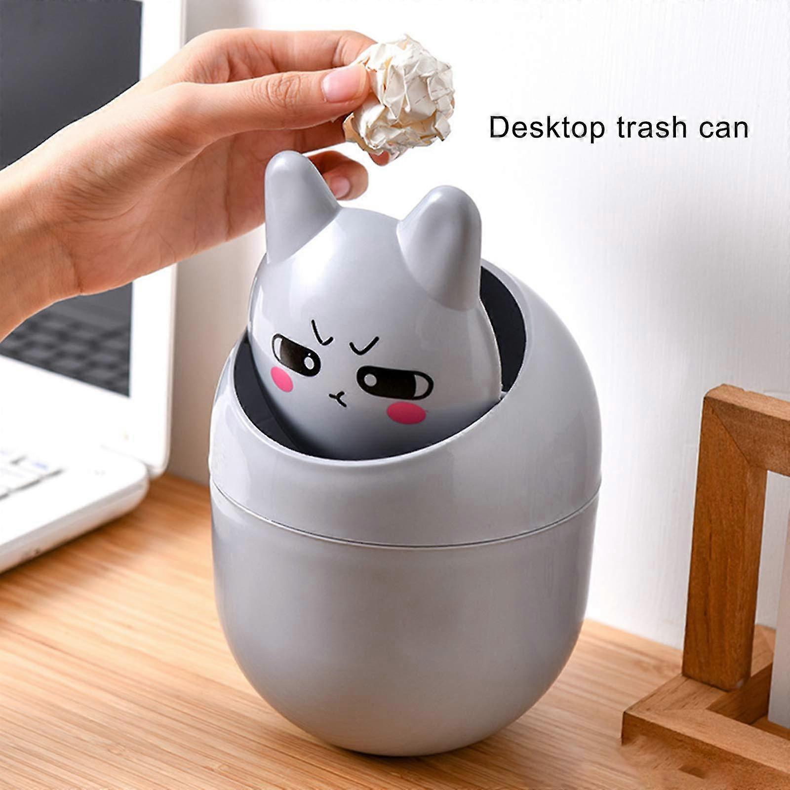 Desktop Trash Can Mini Desktop Trash Can Flip Open Cartoon Detachable ...