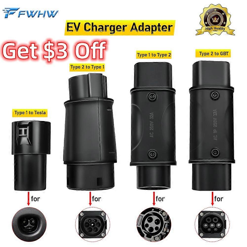 FWHW EVSE Adaptor Type 1 to Type 2 EV Adapter Convertor SAE J1772 to ...