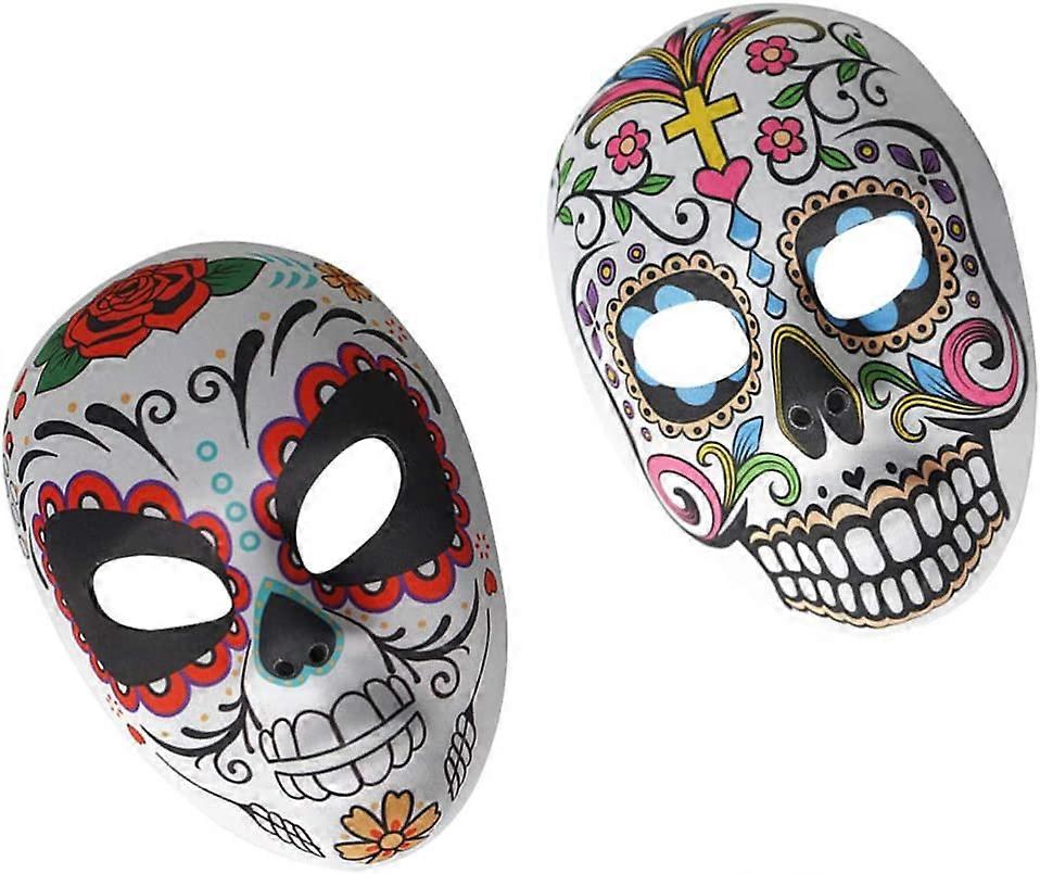 2pcs Day of the Dead Masks Sugar Skull Full Face Mask Mexican ...
