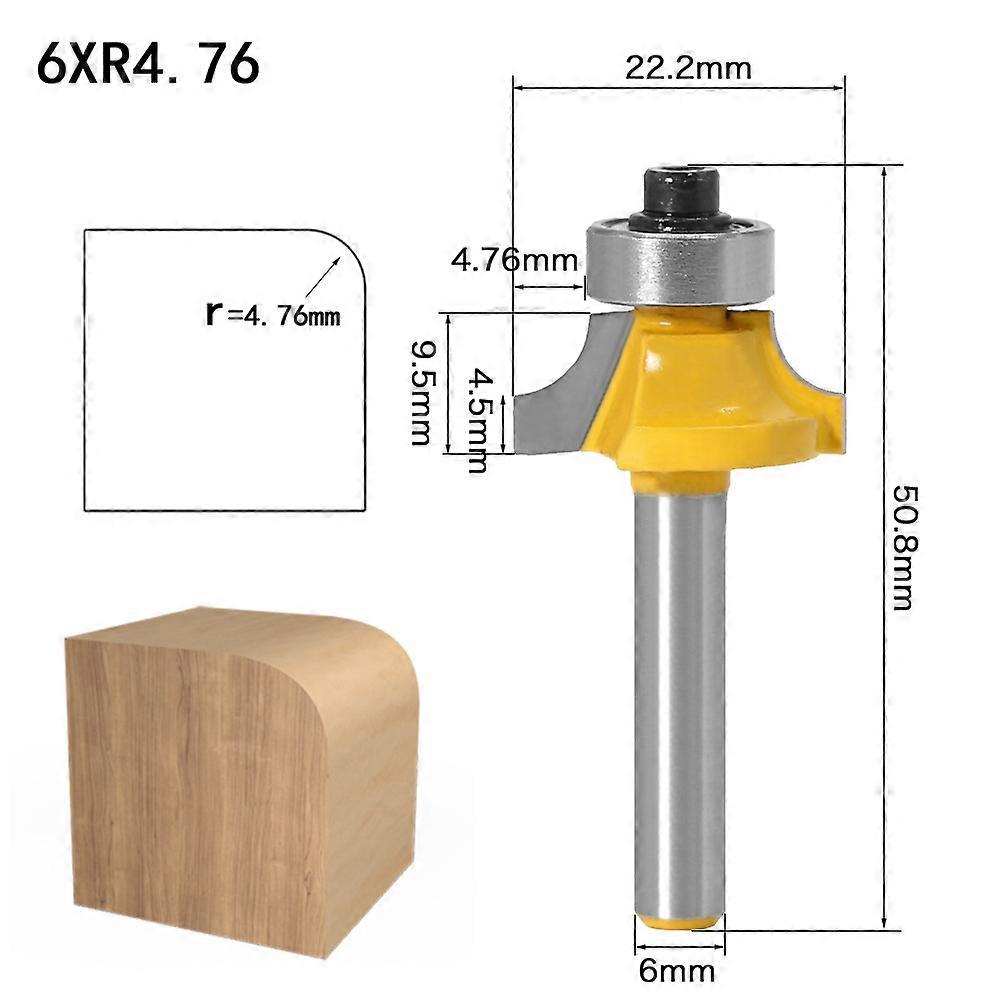 4 Pcs 6 mm Shank Round Over Cutter Bits,Rounding Cutter Standard Cutter ...