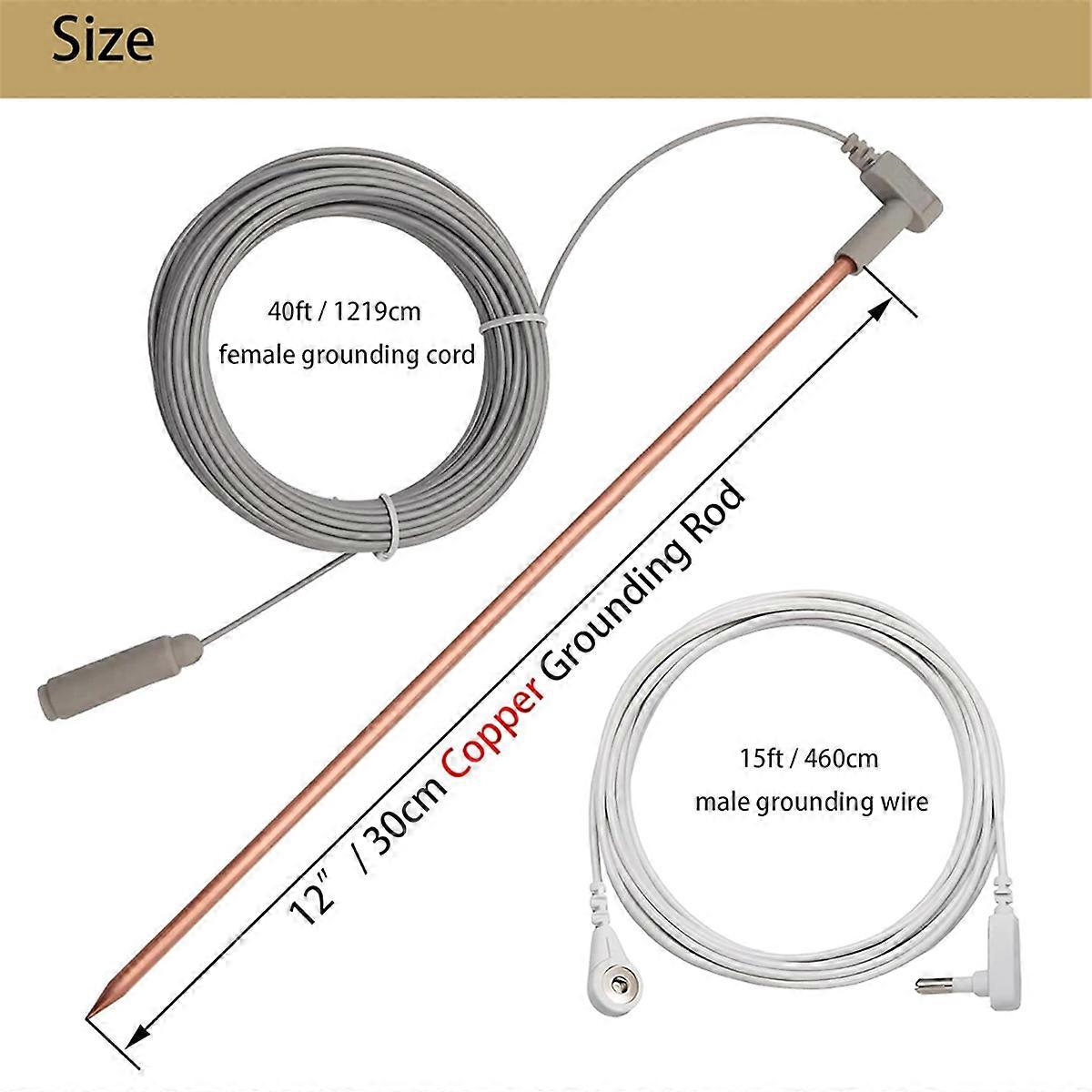 Copper Grounding Rod with 40ft Female Ground Cord,Portable Ground Rod ...