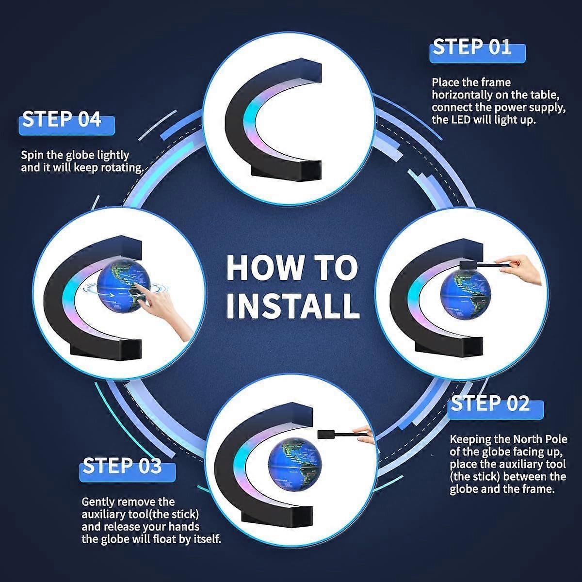 Magnetic floating globe with LED lights, innovative levitating design ...