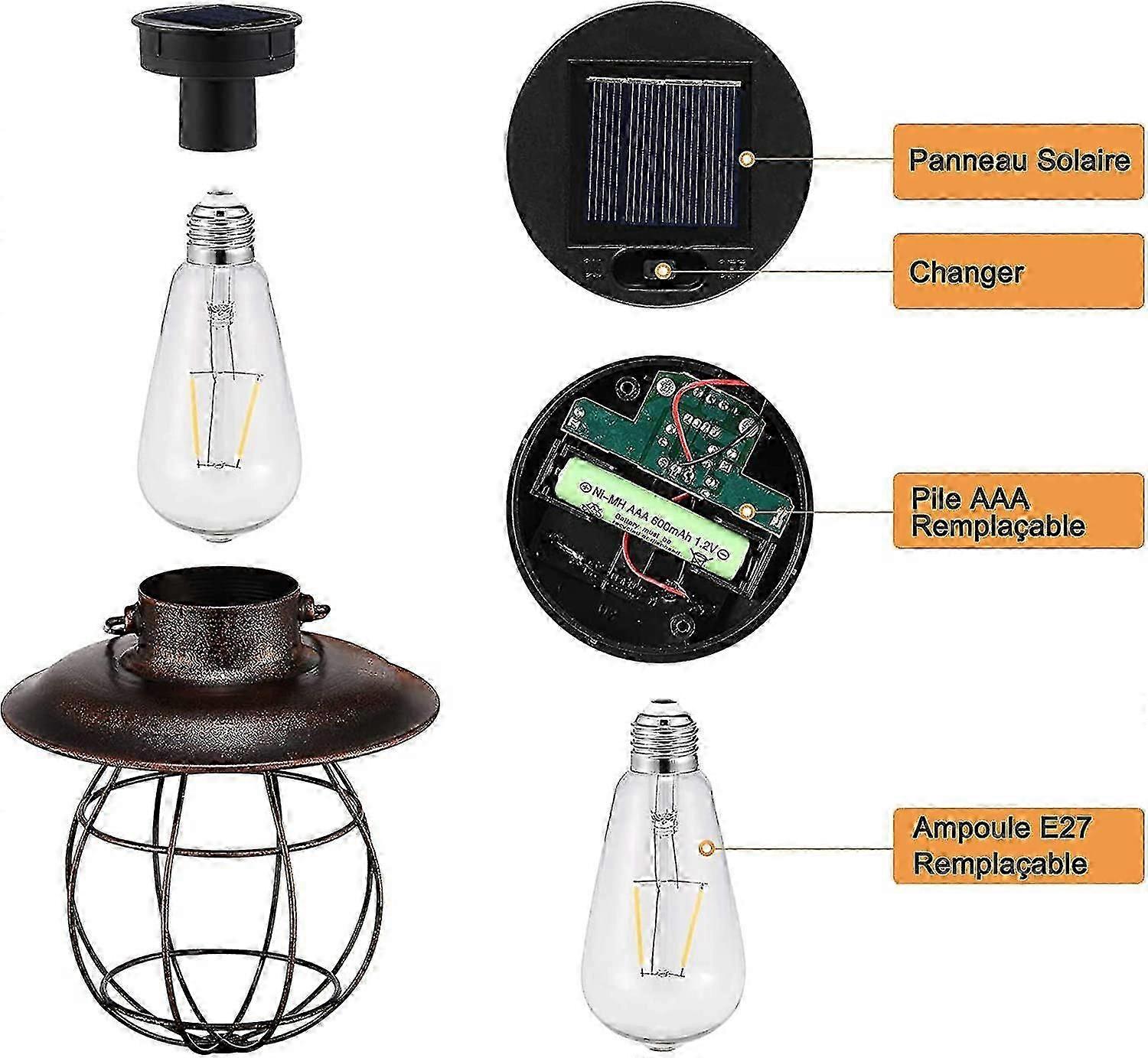 Outdoor Solar Lights Retro Metal Solar Lights Hanging Garden Lights ...