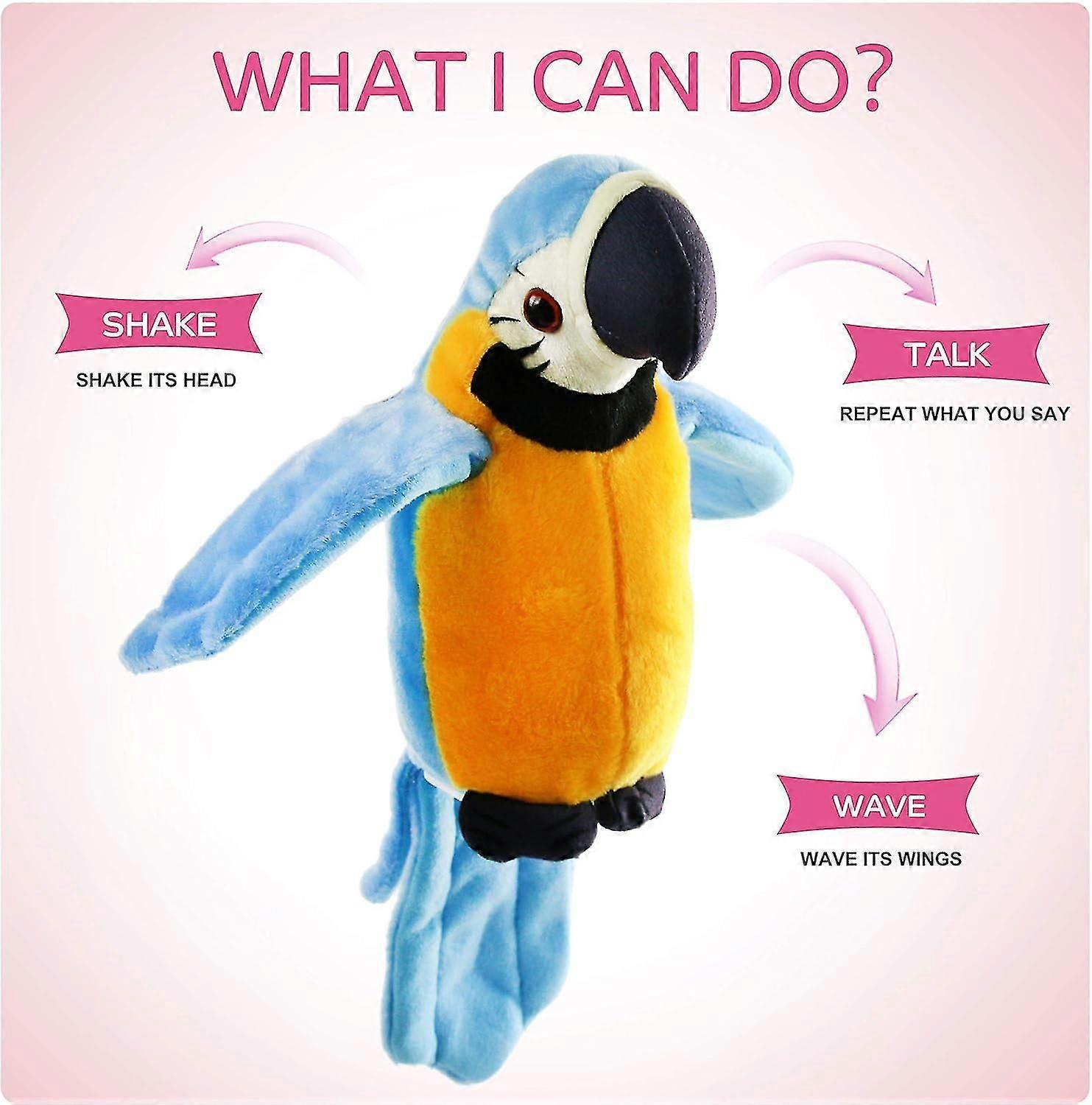 Talking Parrot Plush Pal Repeat What You Say Macaw Stuffed Animal ...