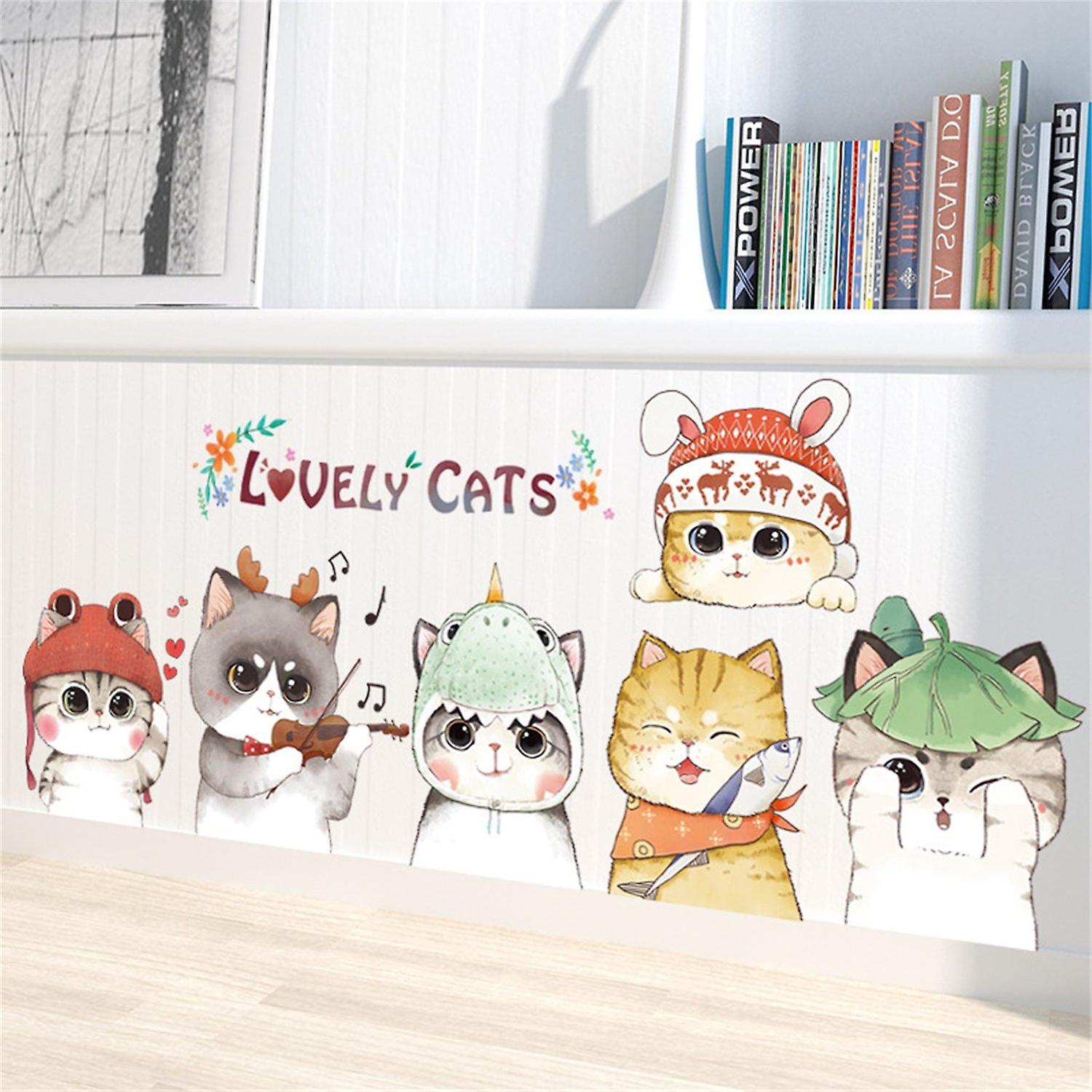2Pcs Wall Stickers Self-Adhesive PVC Cat Wall Stickers DIY Removable ...