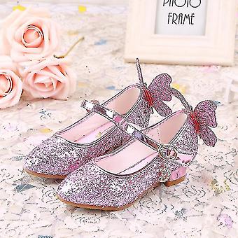 Kids Leather Shoes For Girls Princess Glitter Children High Heel Girls Shoes Butterfly 3d332 ...