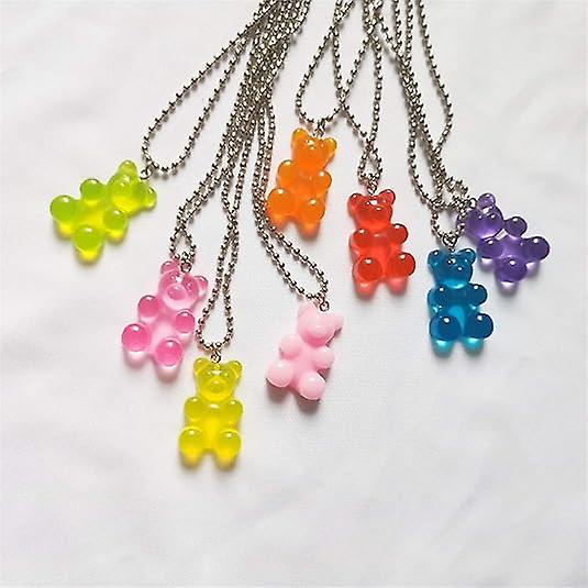 8 Pack Cute Cool Colorful Resin Gummy Bear Bead Chain Pendant Necklace ...