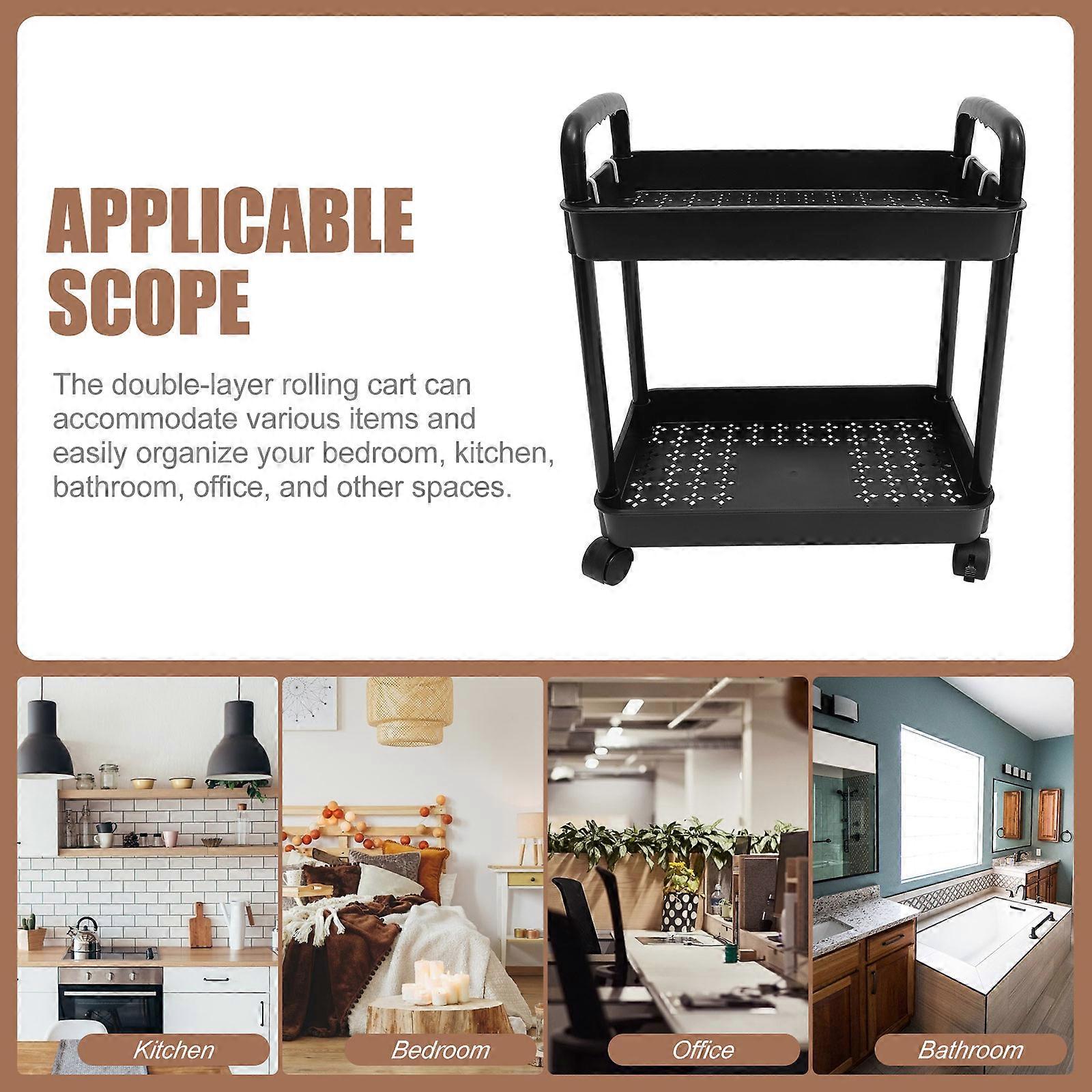 Rolling Cart Storage Trolley On Wheels 2-Tier Cart On Wheels for ...