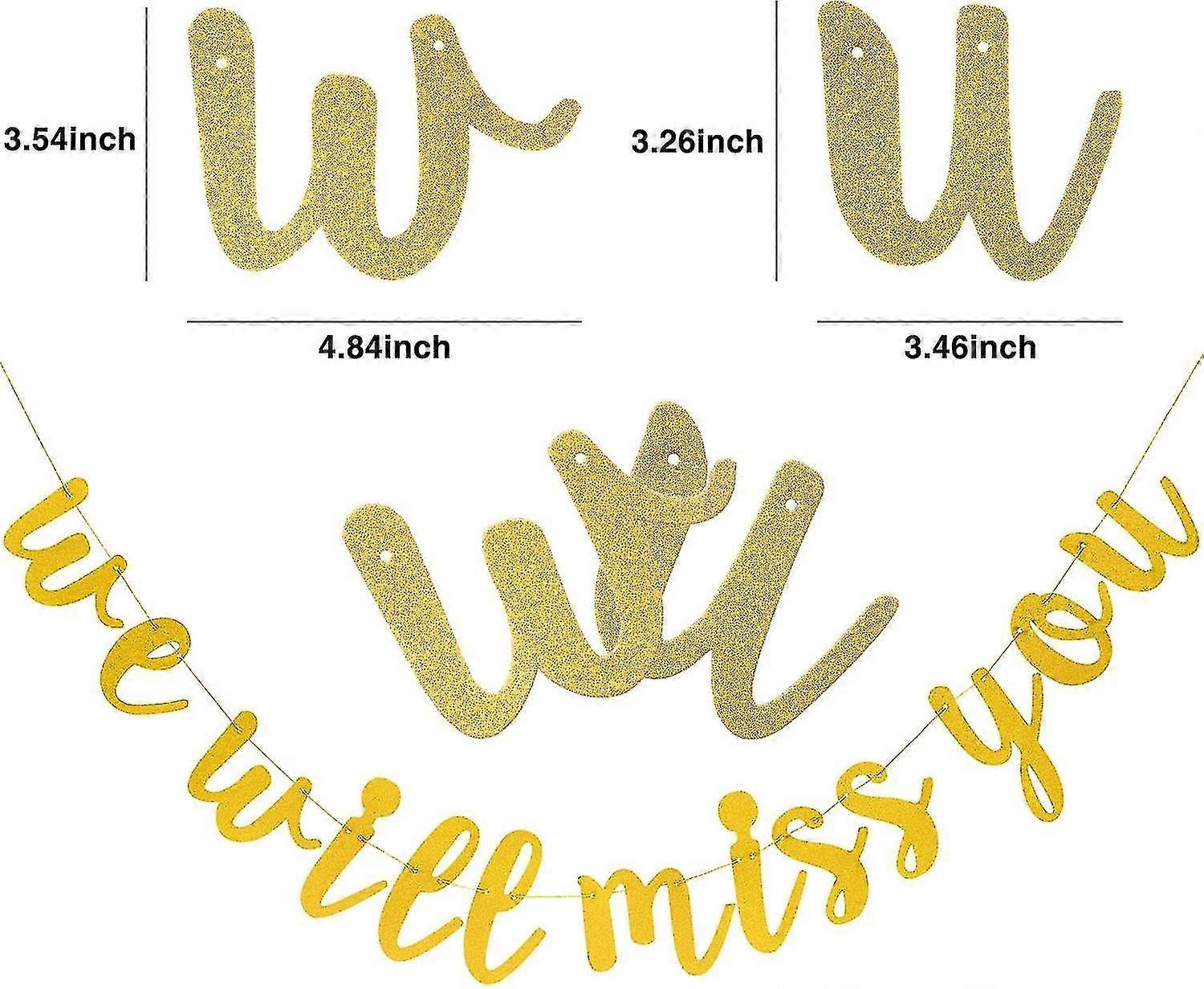 We Will Miss You Banner Gold Glitter Retirement Party Farewell Banner Retirement Sign Going Away ...