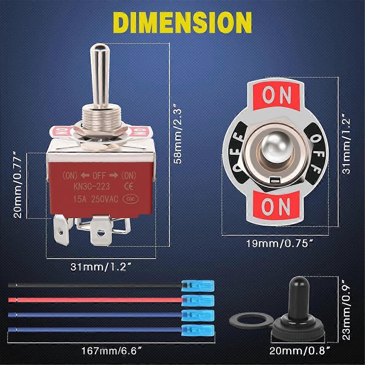 4Pin Reverse Polarity Toggle Switch 2PCS 12V Momentary Rocker Switch ...