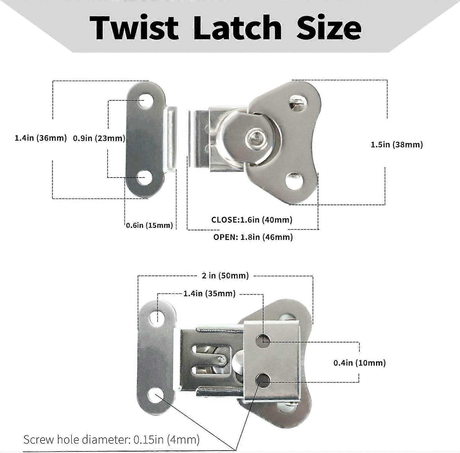 6 Pack Stainless Steel Twist Latch, Butterfly Fastener Draw Latch for ...