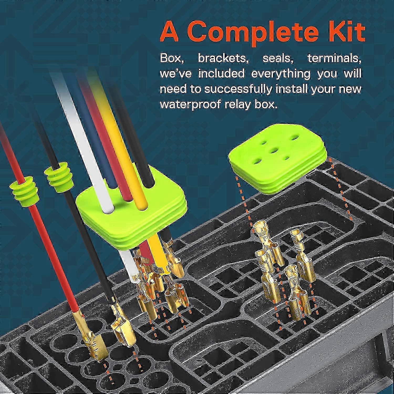 12v Auto Waterproof Fuse Relay Box Block [6 Bosch Style Relay Holder ...