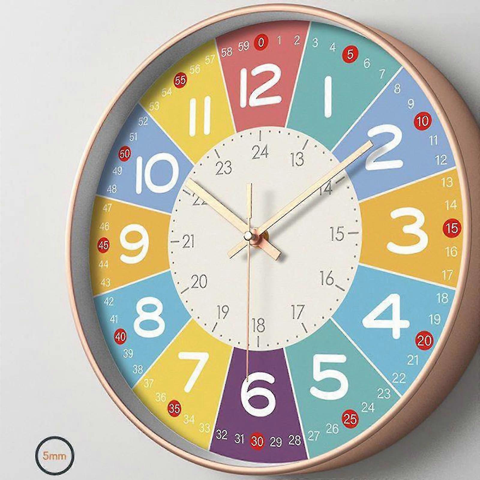 Kids Wall Clock 8 Inch, Colorful Telling Time Teaching Clock For ...