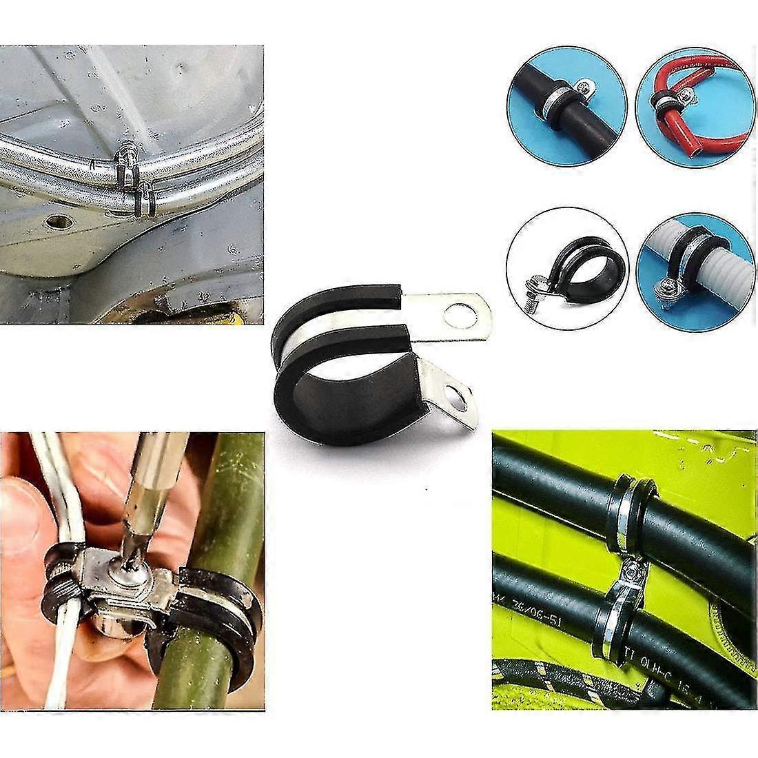 52pcs 304 Stainless Steel Wire Pipe Hose Clamps Clips Insulated Clamp ...