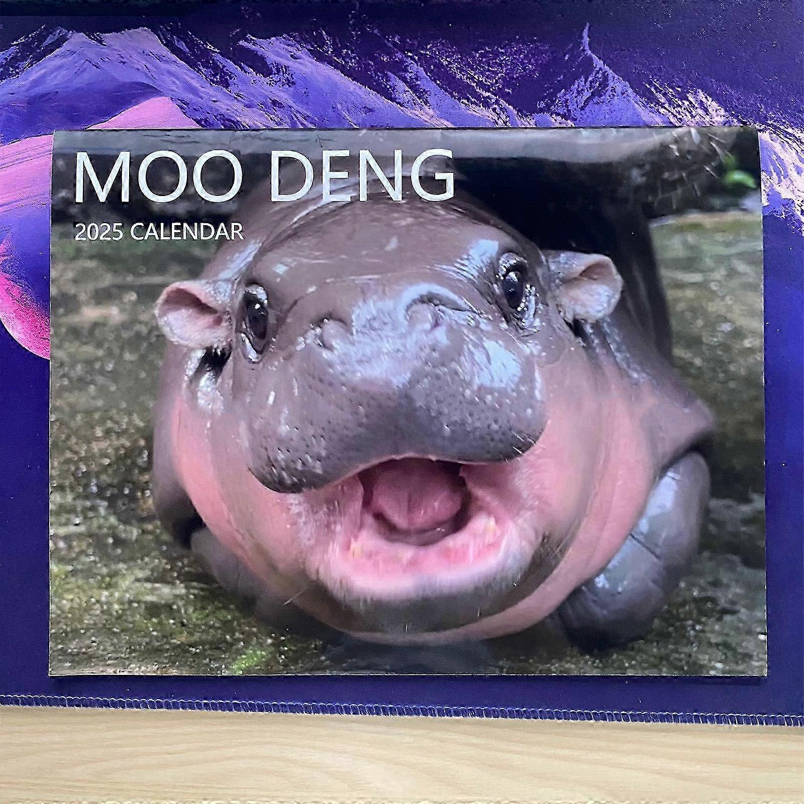 Moo Deng Calendar, 2025 Moo Deng Pygmy Hippo Hangable Wall Calendar for ...