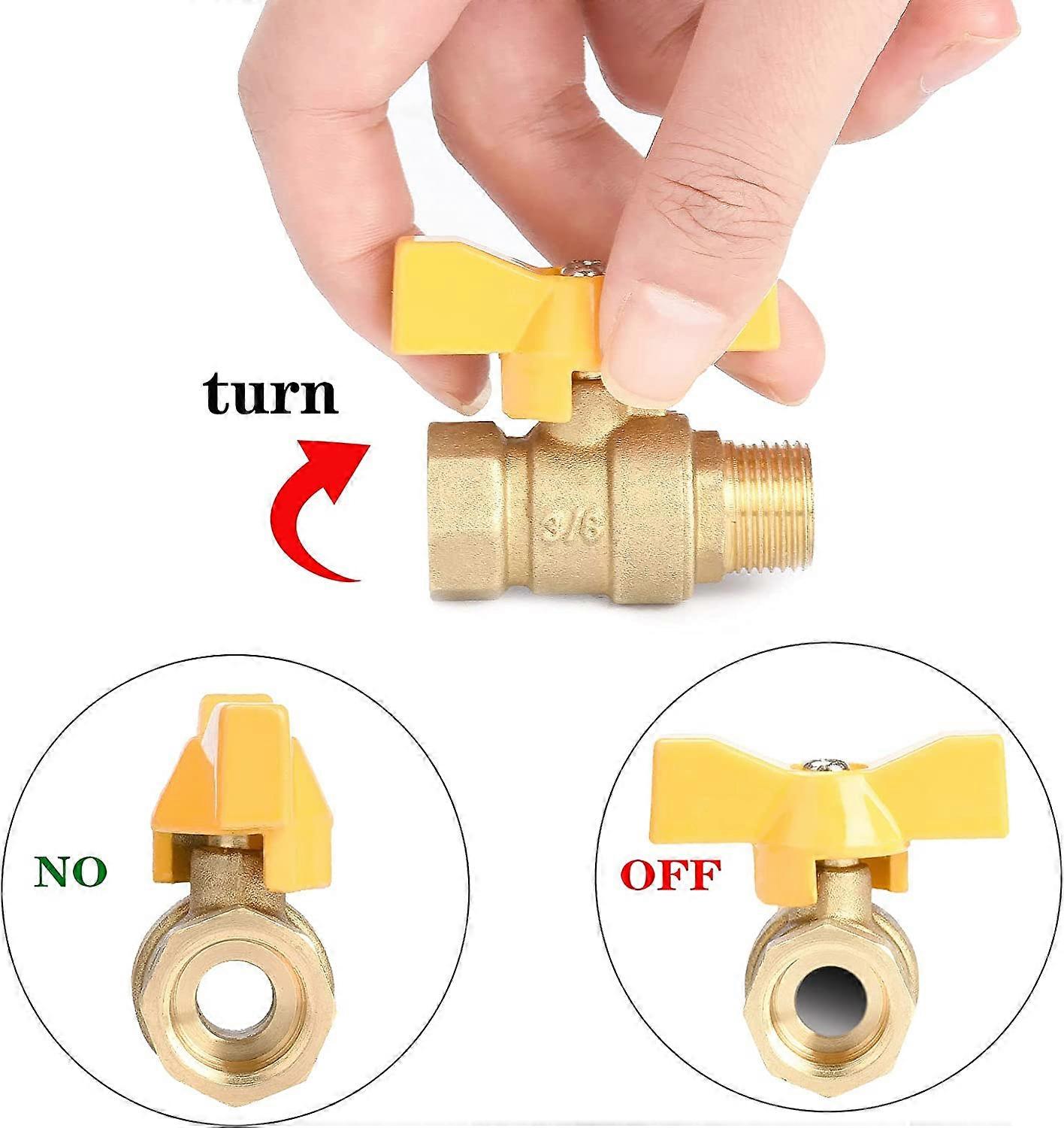3/8 inch brass ball valve with yellow wing handle - external thread ...