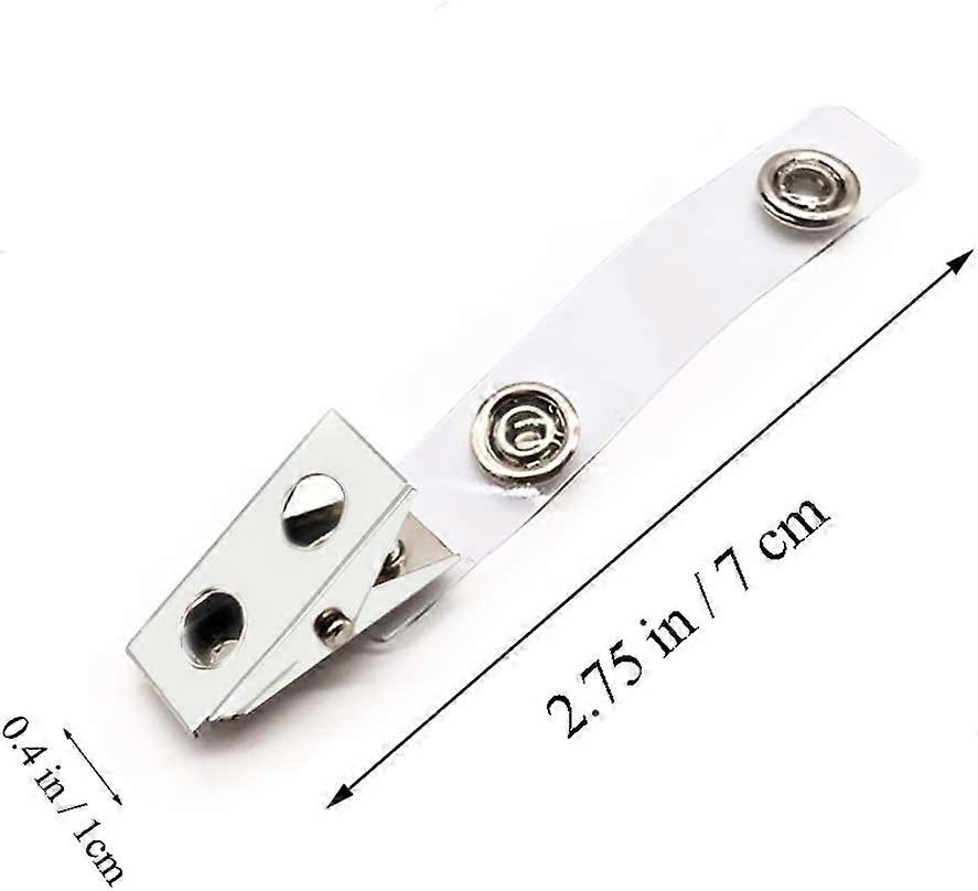 100Pcs Premium Metal Badge Clips with Clear PVC Straps for ID Cards ...