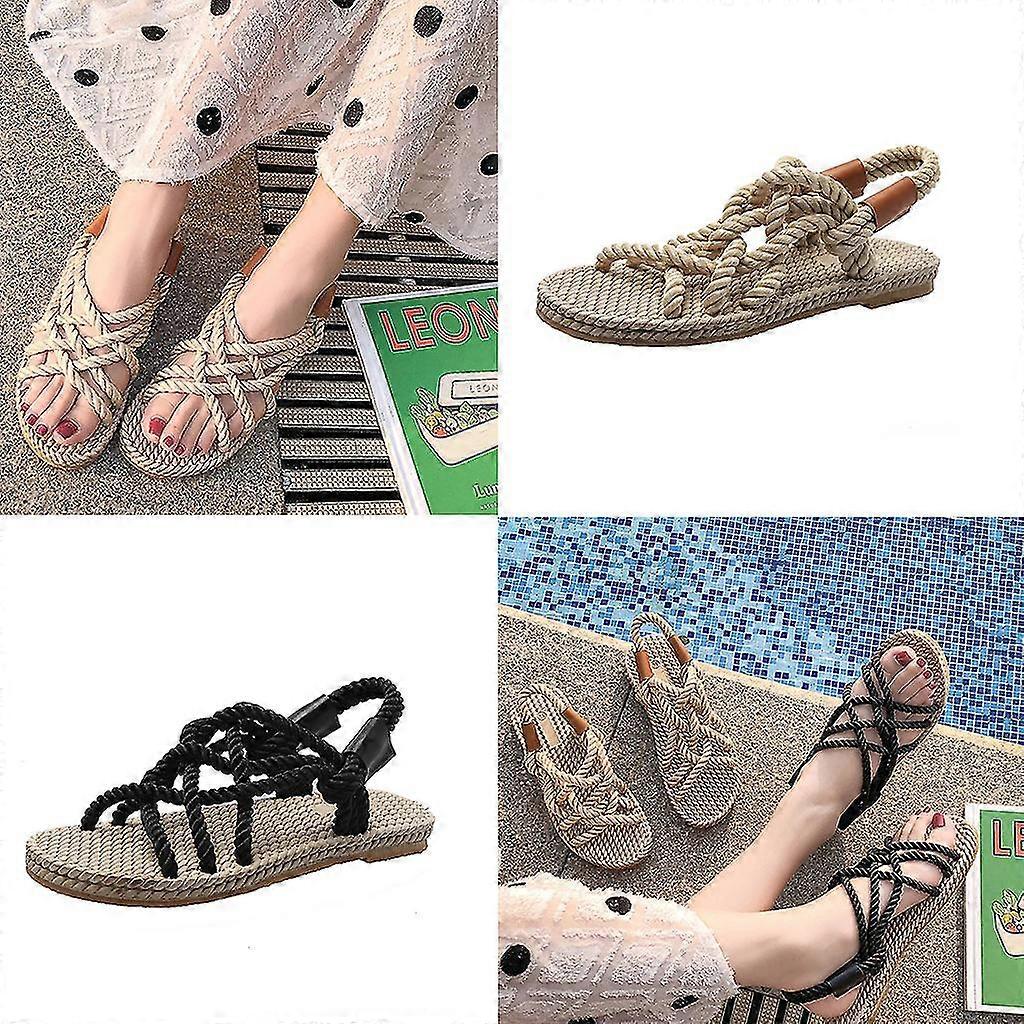 Hemp Gladiator Rope Sandals For Women Men Unisex Beach Platform Sandals ...