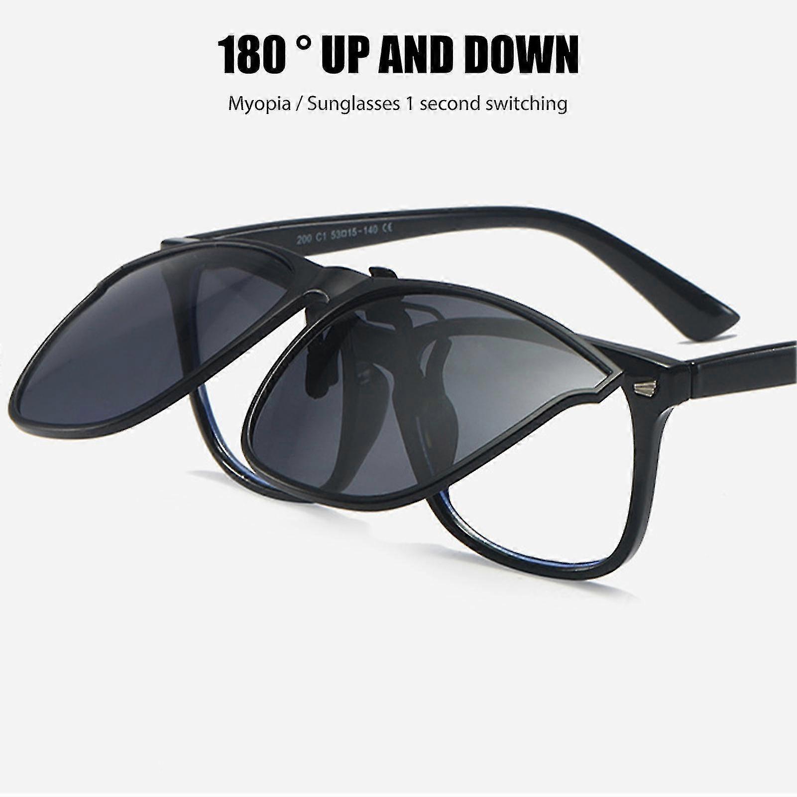 Polarized Clip-on Flip Up Sunglasses Uv400 Lenses Reversible Polarised ...