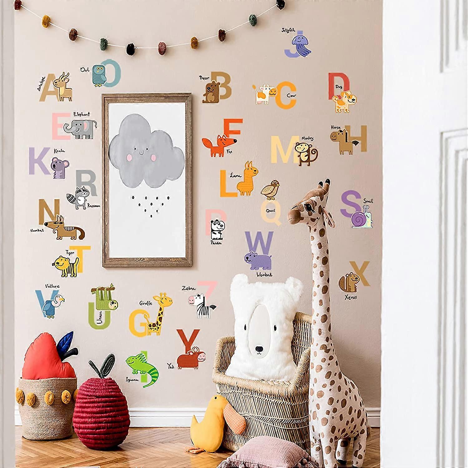 Alphabet ABC Wall Decals with Cartoon Animal, Heytea Adorable ...