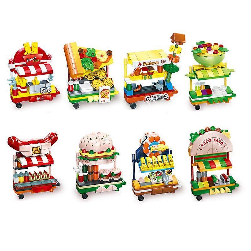 Creative Mini Street View Series BBQ Stall French Fry Shop Pizza Shop ...