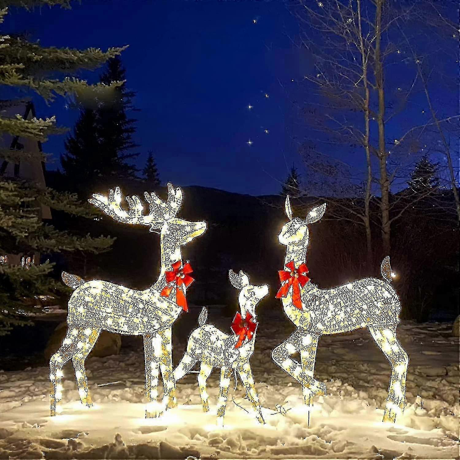 Lighted Christmas Deer Outdoor Decor, Reindeer Decor With Led Lights, Pre-lit Holiday Dcor For ...