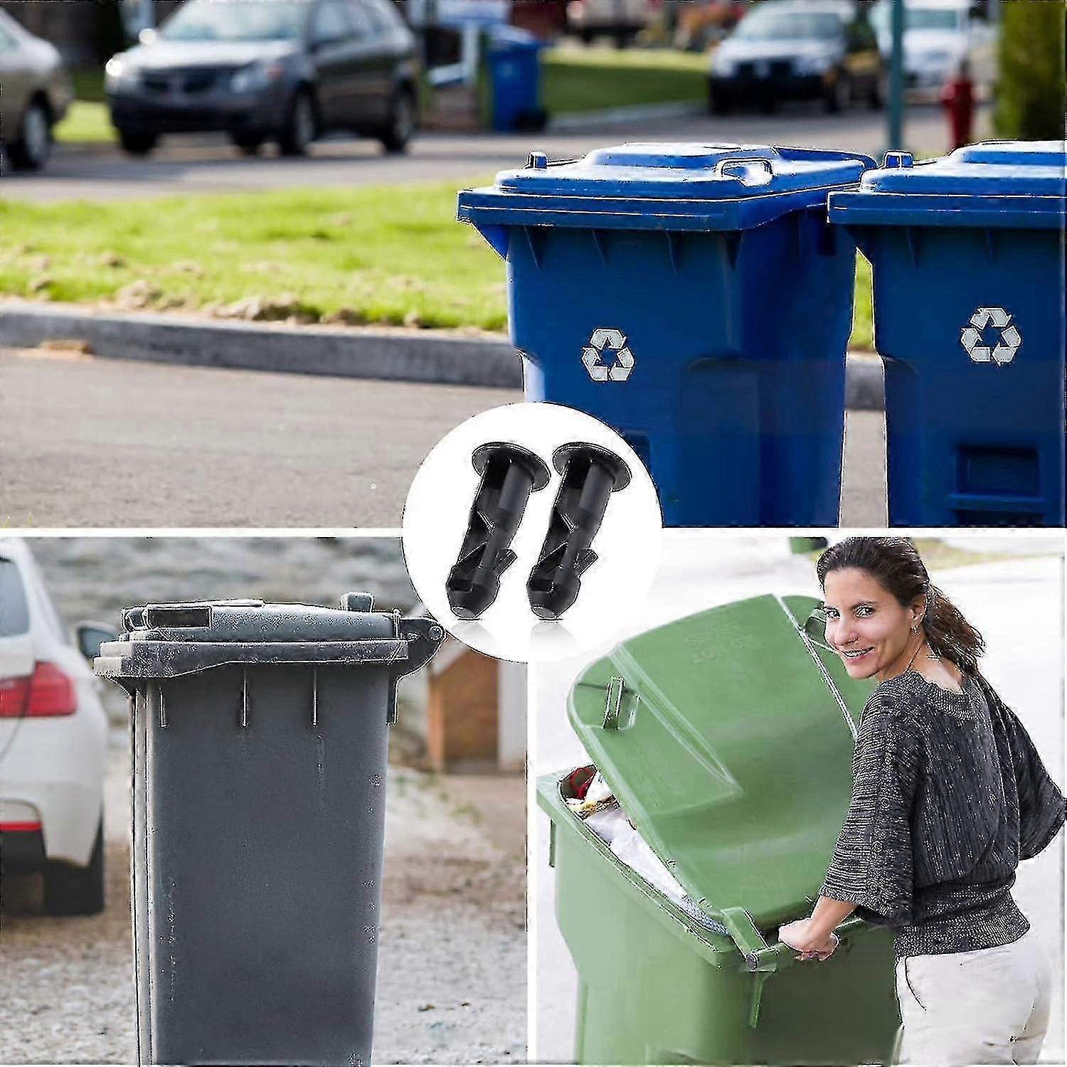 3 Pairs Of Wheelie Bin Lid Hinge Pins, 67mm X 31mm Black Plastic Fit ...