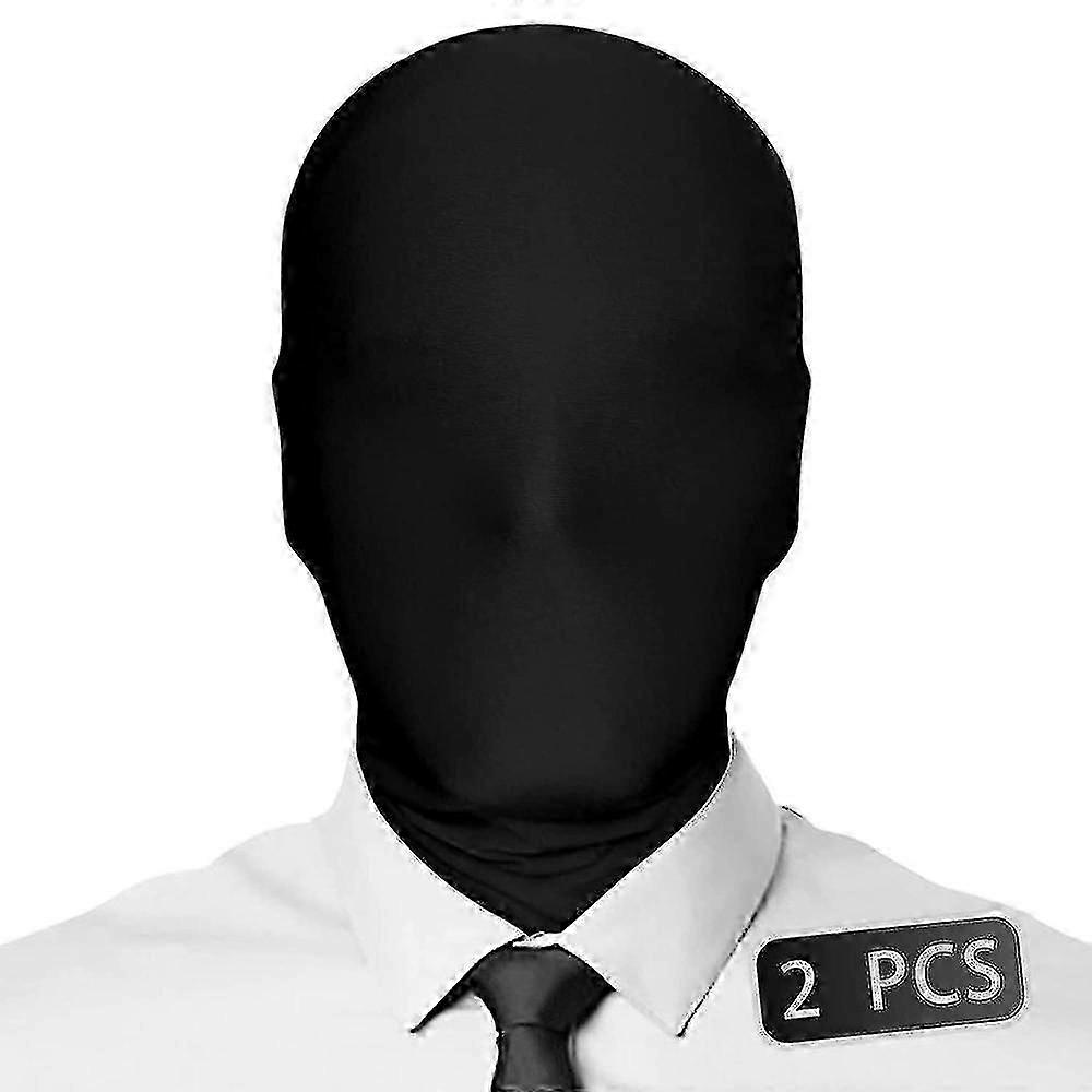 2 Pieces Full Face Mask Black 2nd Skin Masks Halloween Cosplay Spandex ...