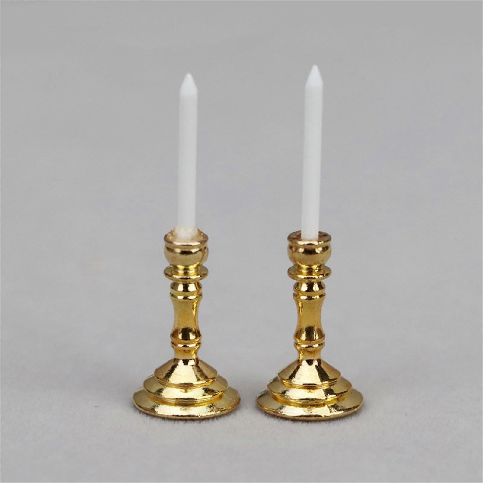 2Pcs 1:12 Dollhouse Miniature Candlesticks Doll Accessories Playing ...