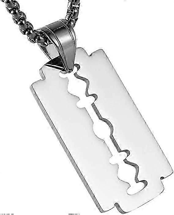 Mens Stainless Steel Razor Blade Model Dog Tag Pendant Hip Hop Necklace ...