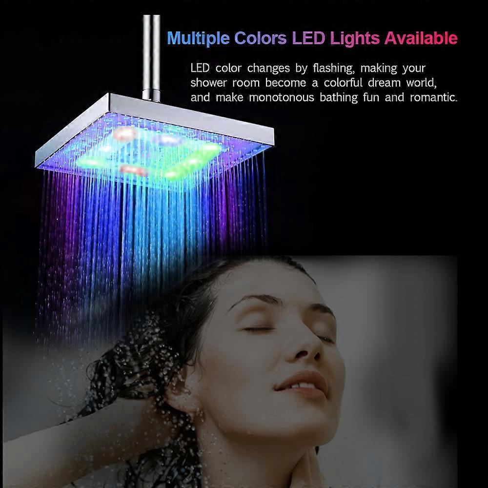 LED Rainfall Shower Head Square Shower Head Multiple Colors ...