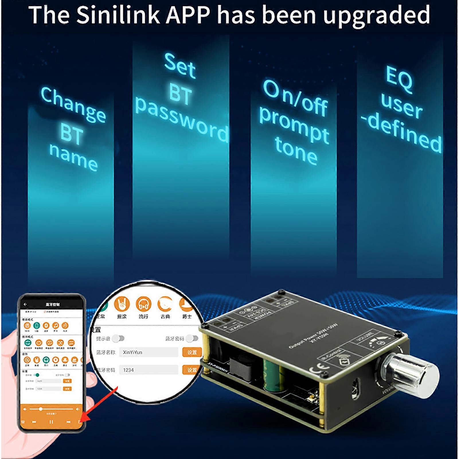 50W+50W BT 5.1 Wireless Audio Power Amplifier Portable Sound Amplifier Speaker Amp for Car and ...