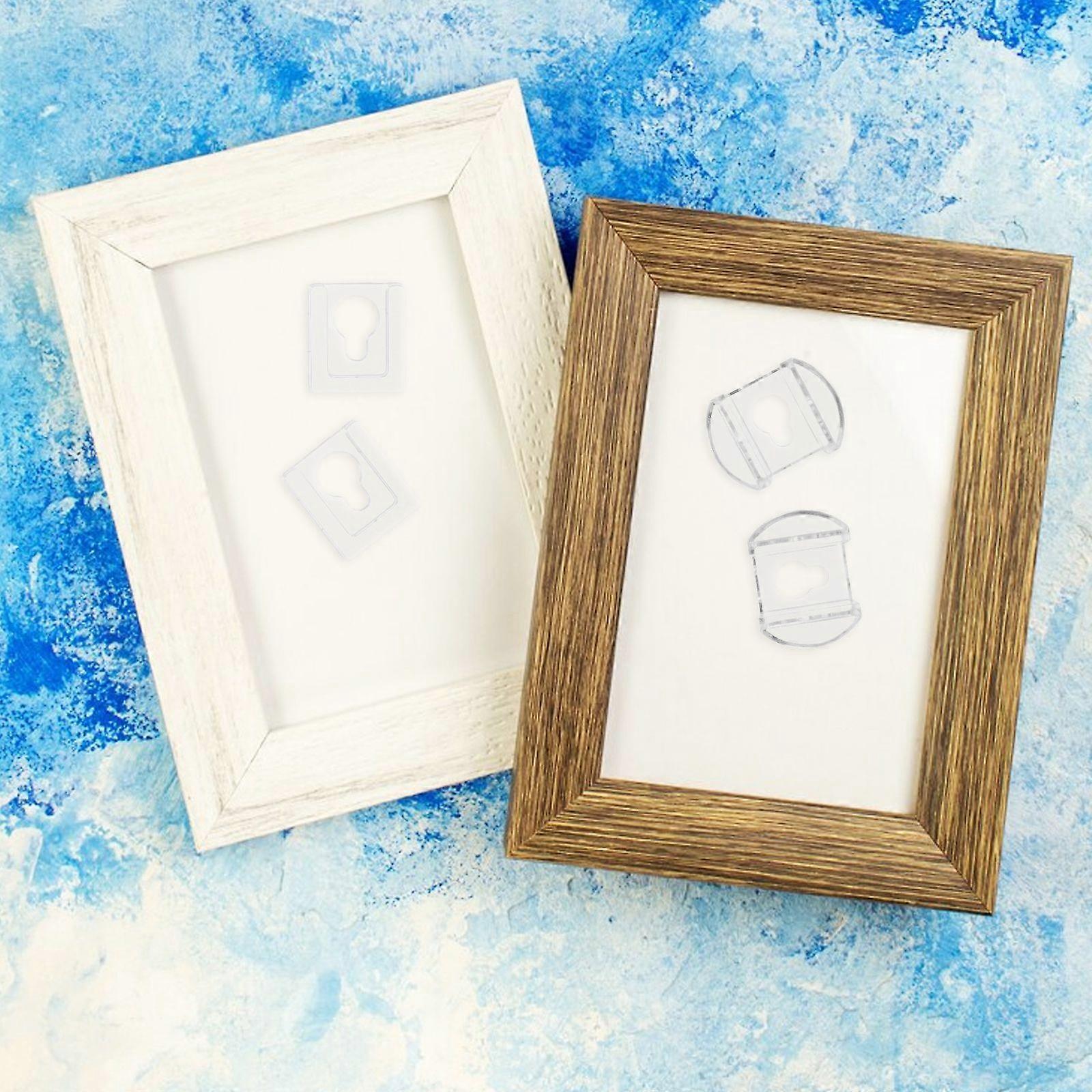 20pcs Picture Frame Keyhole Hangers Clear Acrylic Hanging Clips Wall ...