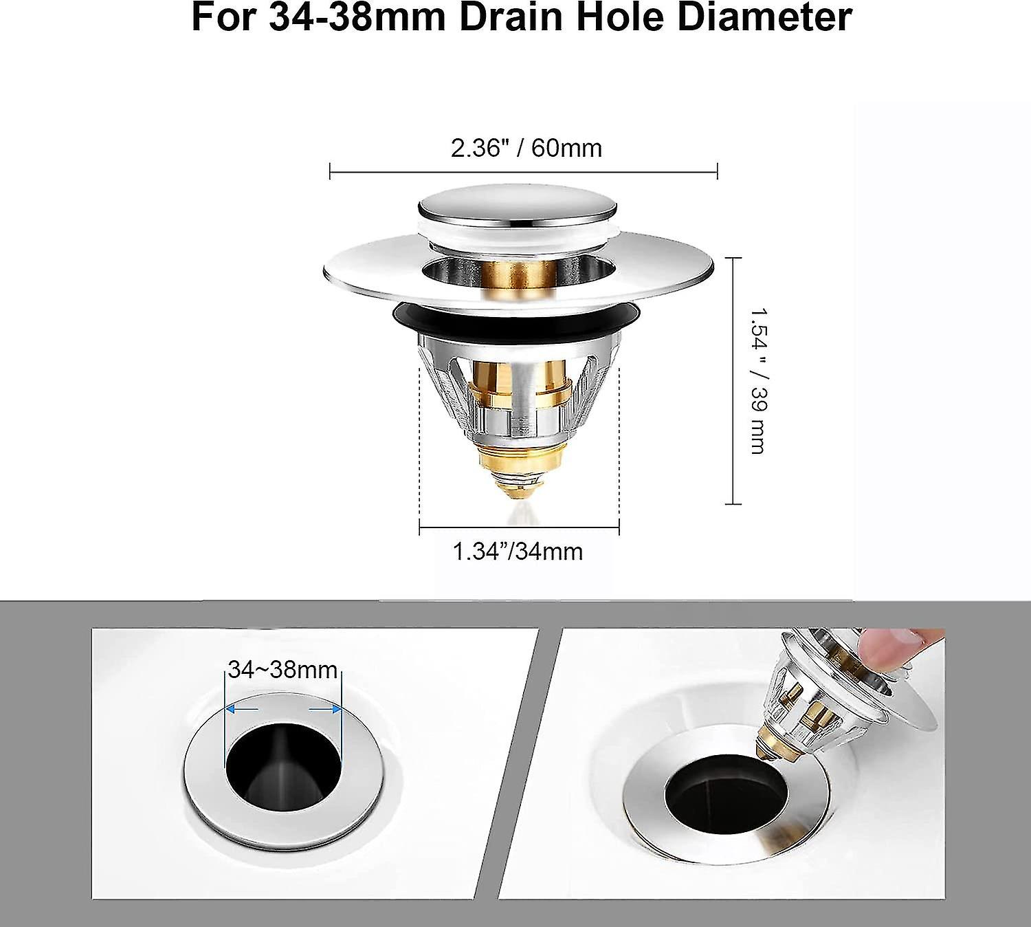 Basin Plug-universal Pop Up Plug Automatic Washbasin Plug Stainless ...