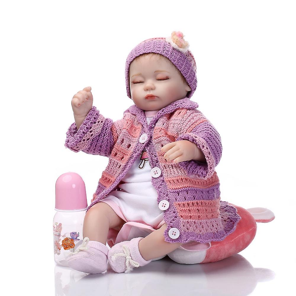 17inches Lifelike Soft Cotton Body Close Eyes Doll Silkworm Reborn Baby ...