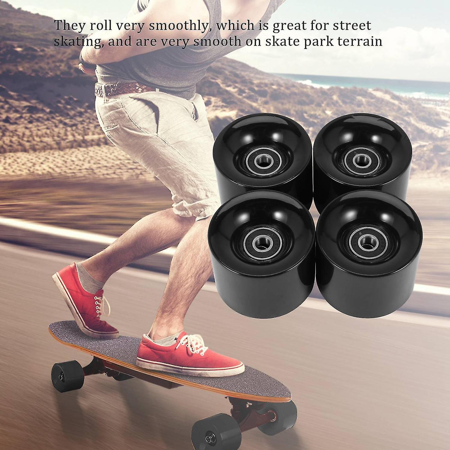 Pack Of 4 60mm Skateboard Wheels + Abec-9 Bearing Steel and Spacers ...