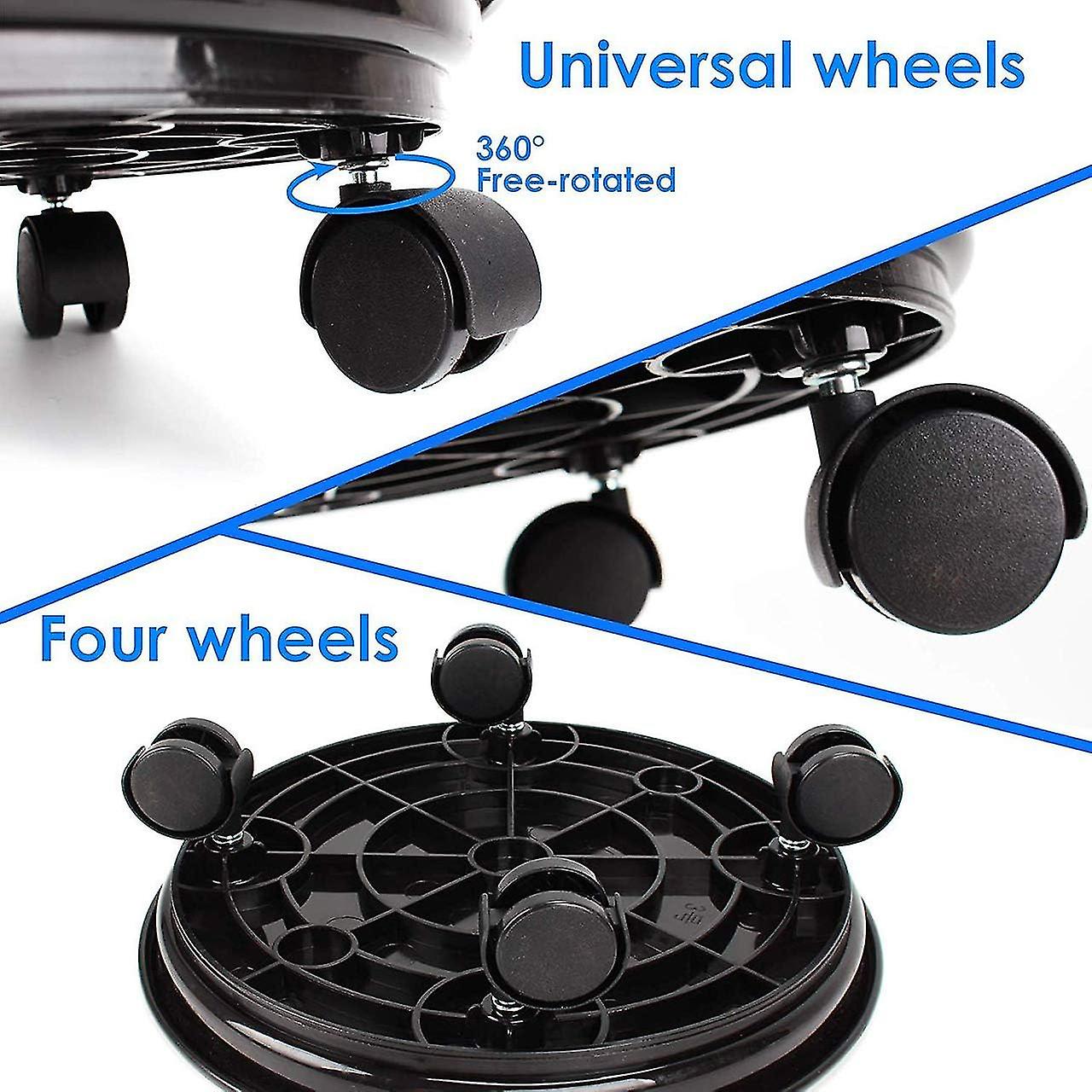 2-pack växtvagn, rund krukväxthållare med hjul, kraftig ...