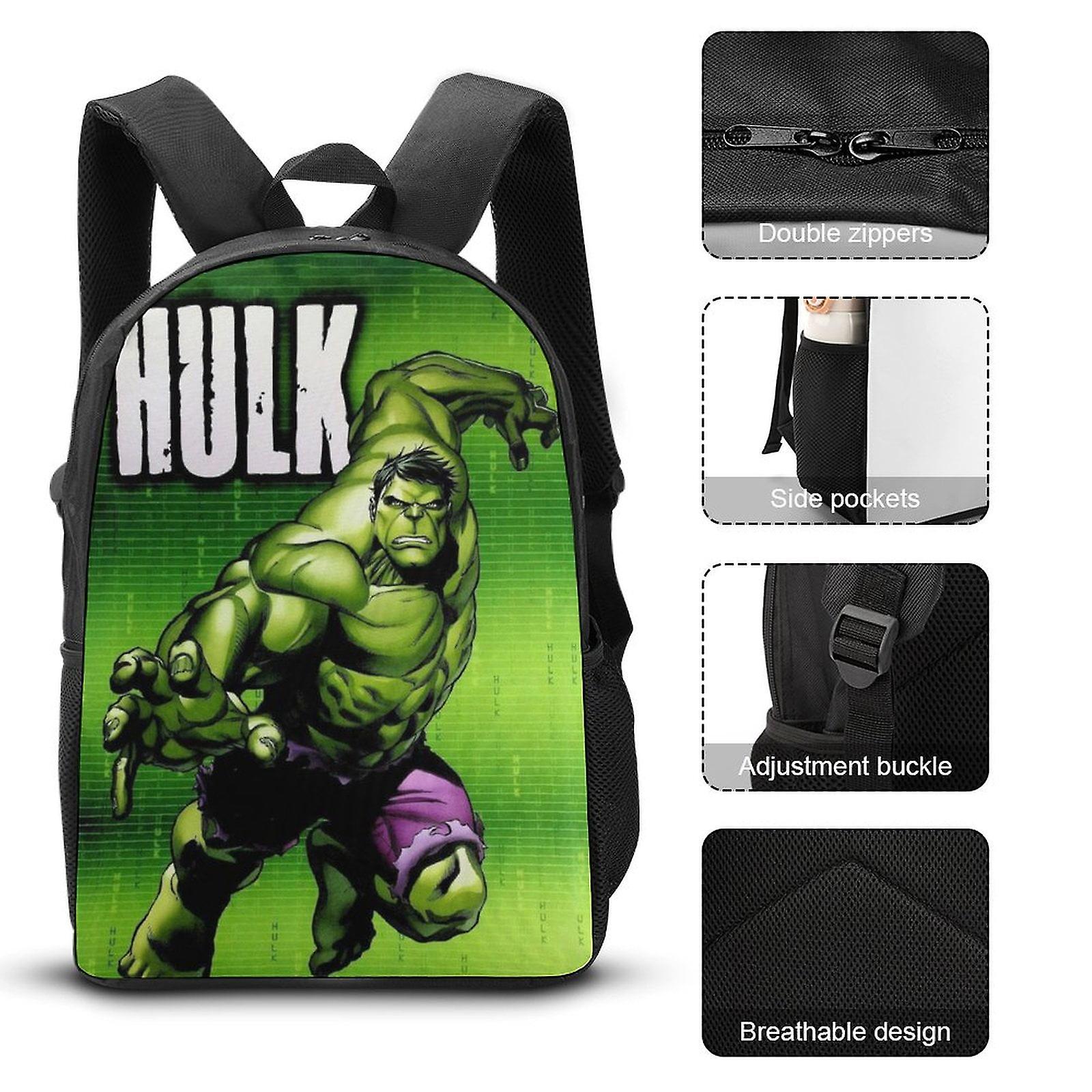 Green Hulk Backpack Set Cartoon Backpacks with Pencil Case & Lunch Bag ...