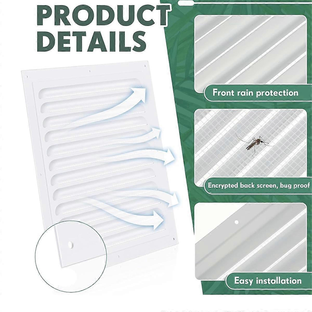 2pcs Attic Vents Gable Vents Aluminum Wall Vent Metal Shed Vent with ...