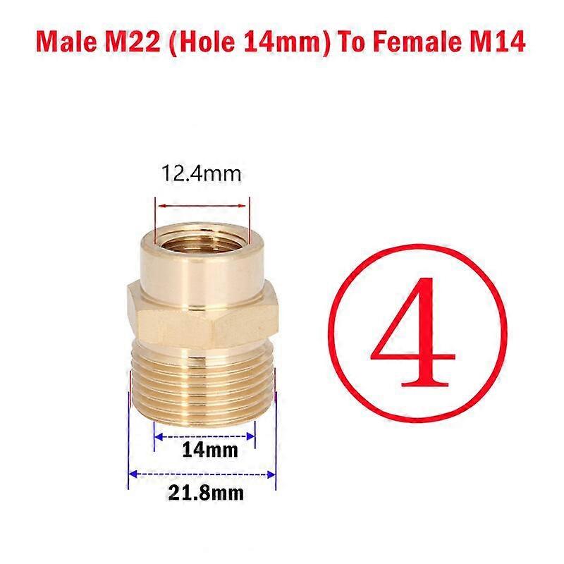 M22 Male To M14 Female Brass Adapter For High Pressure Washer Gun And ...