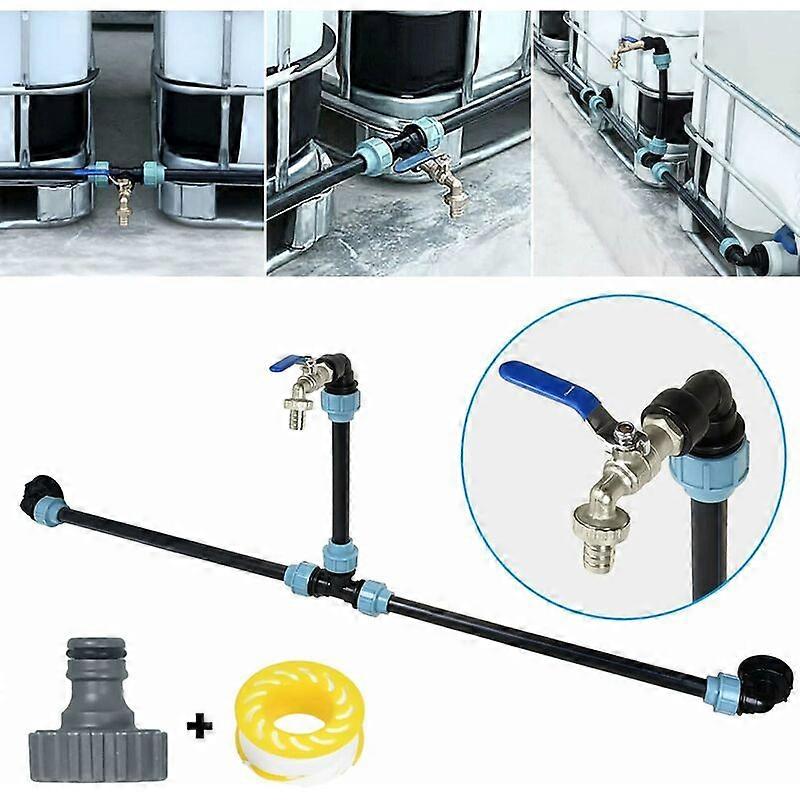IBC connection kit - IBC adapter - For 2 IBC tanks side by side / rain ...