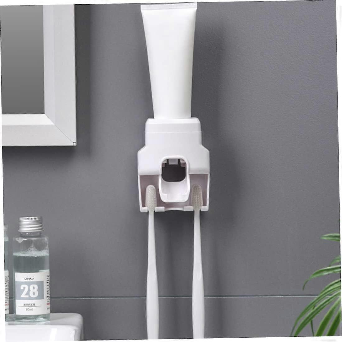 Toothpaste Dispenser Toothbrush Holder Automatic Squeezer Wall Mounted ...