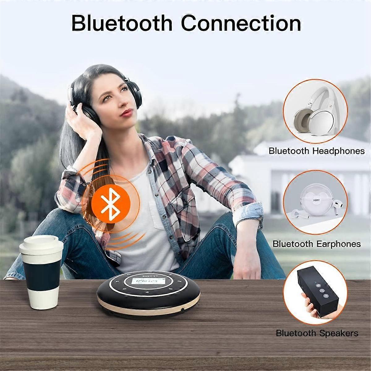 C105 Portable CD Player Bluetooth FM Transmitter Rechargeable CD Player ...